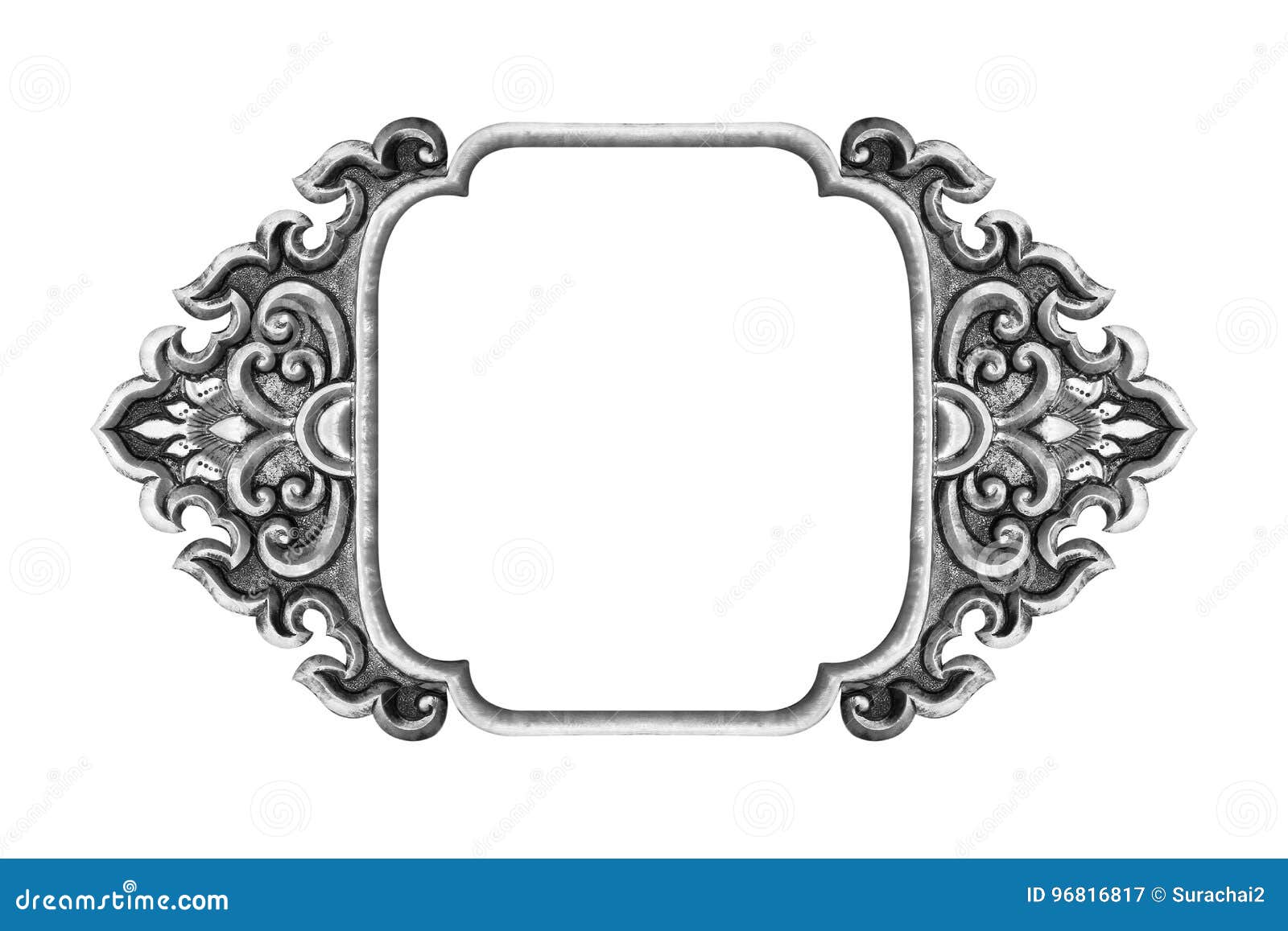 Old Decorative Frame Antique Engraved Silver Stock Image - Image of ...