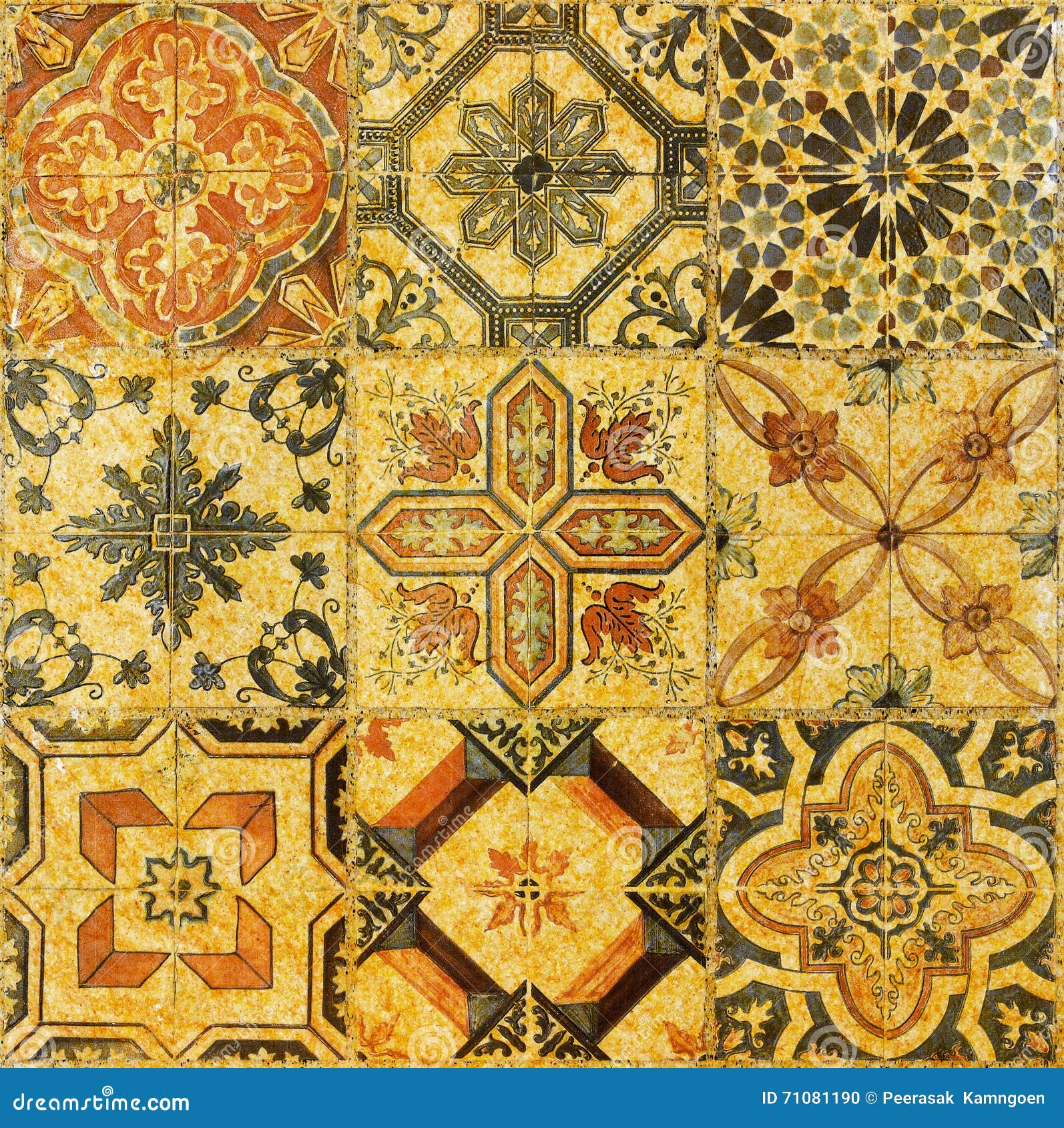 Old Decorative Sandstone Tile Background Patterns in the Park Public ...