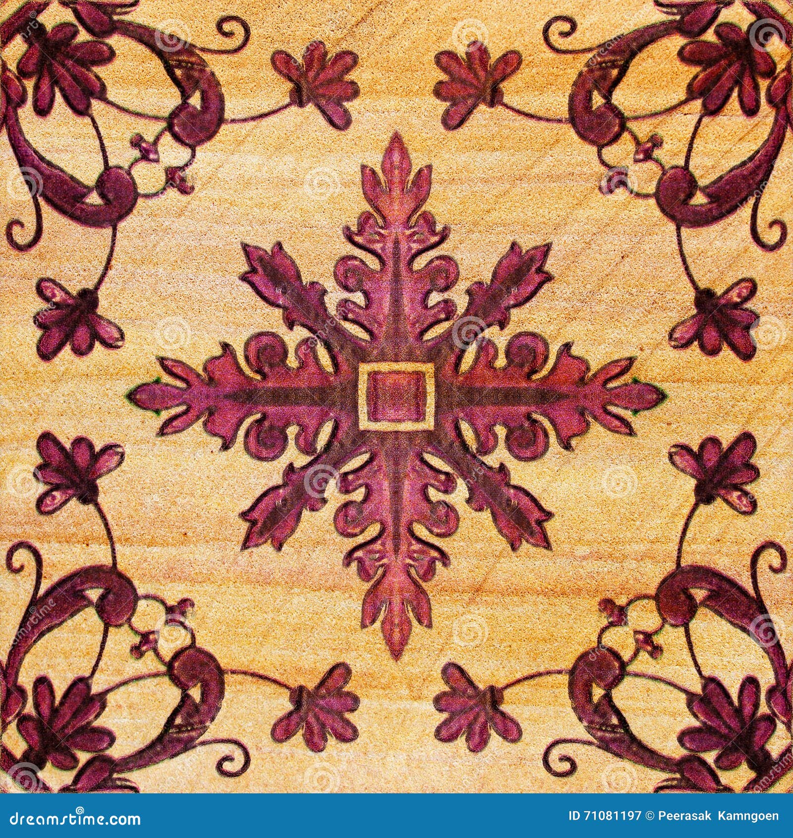 Old Decorative Sandstone Tile Background Patterns in the Park Public ...