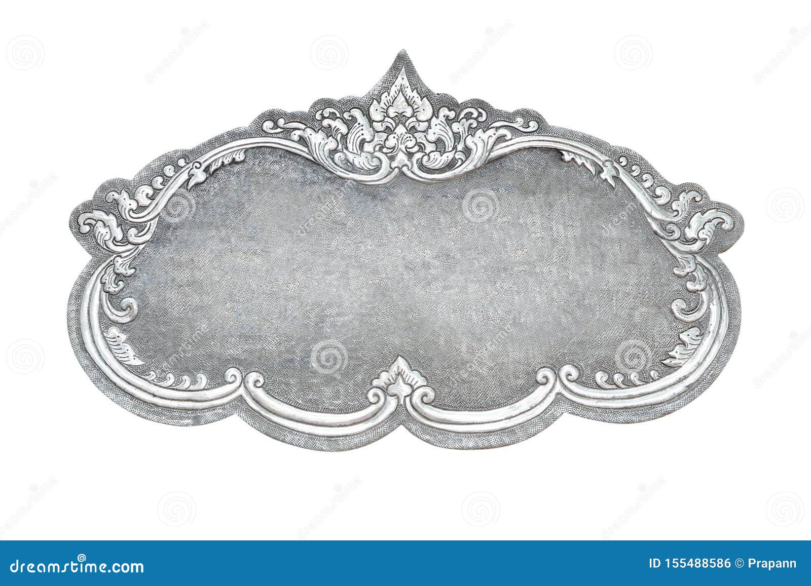 The Old Decorative Silver Frame - Handmade, Engraved - Isolated on ...