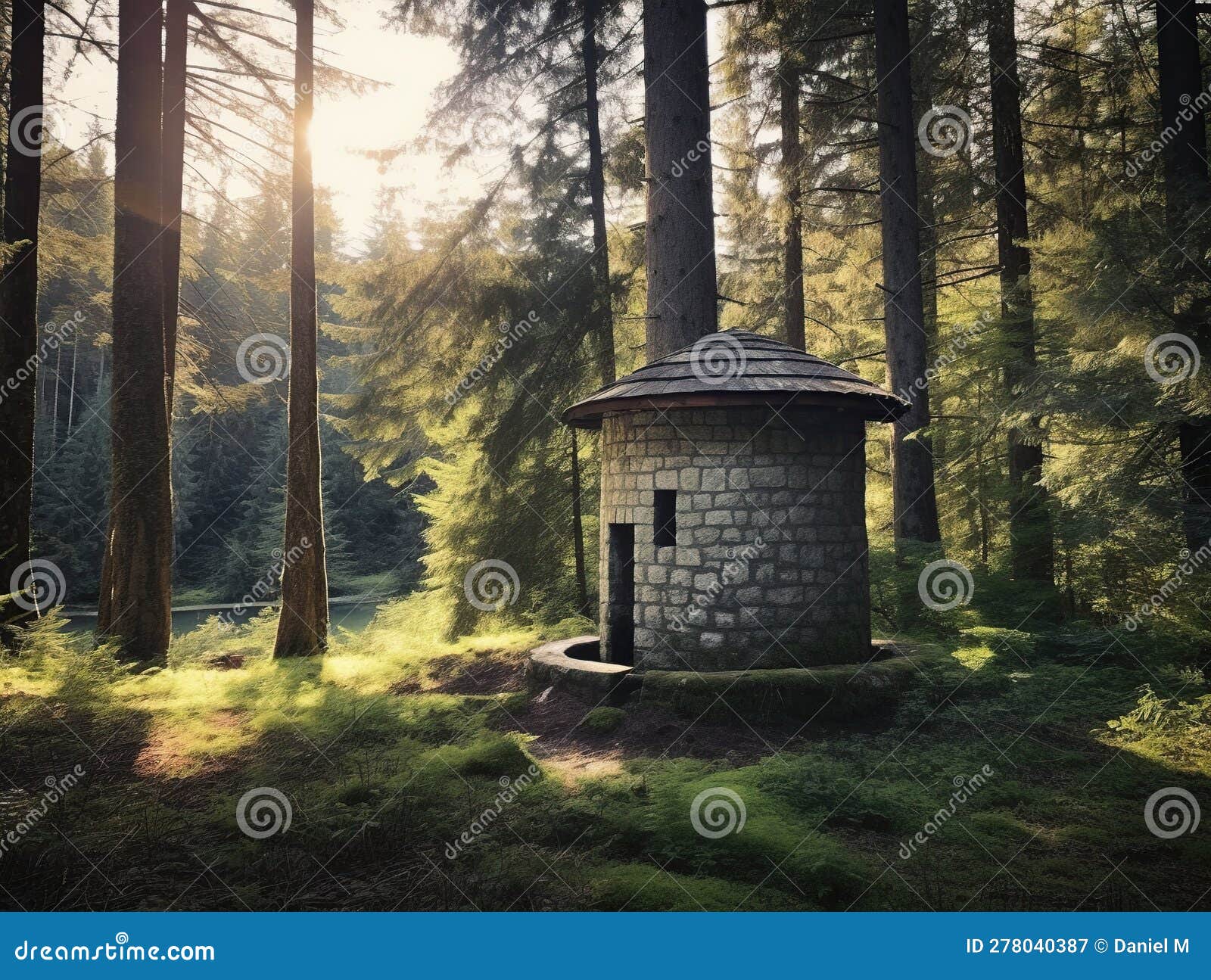 Old Decrepit Outpost in the Middle of the Forest. Stock Illustration ...