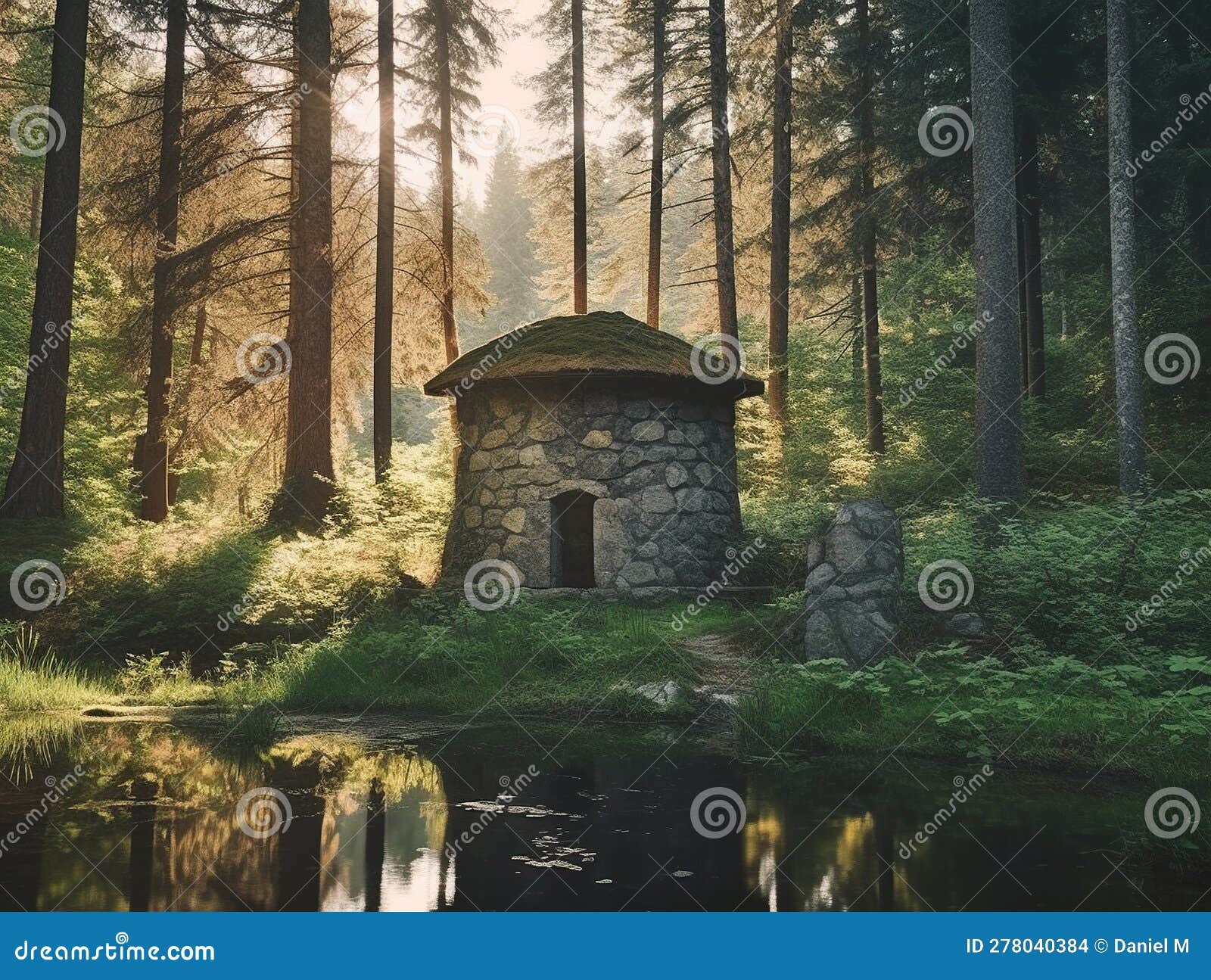 Old Decrepit Outpost Tower in the Middle of the Forest by the Lakeside ...