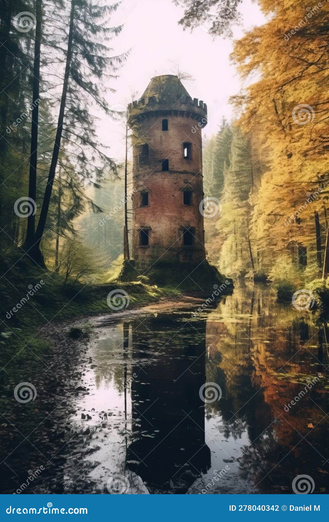 Old Decrepit Outpost Tower in the Middle of the Forest. Stock ...