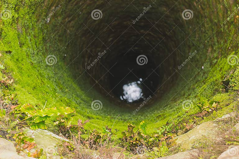 Old deep well with moss stock photo. Image of circle - 91848620