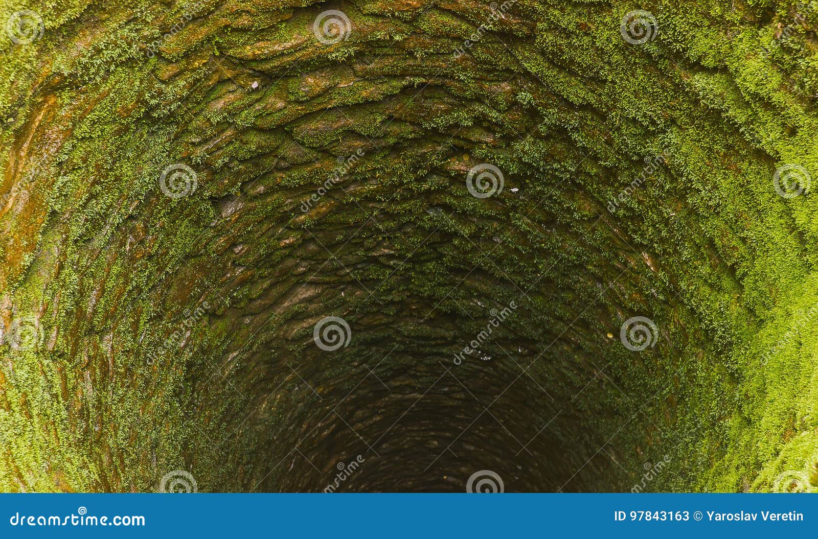 Old deep well with moss stock image. Image of cascade - 97843163
