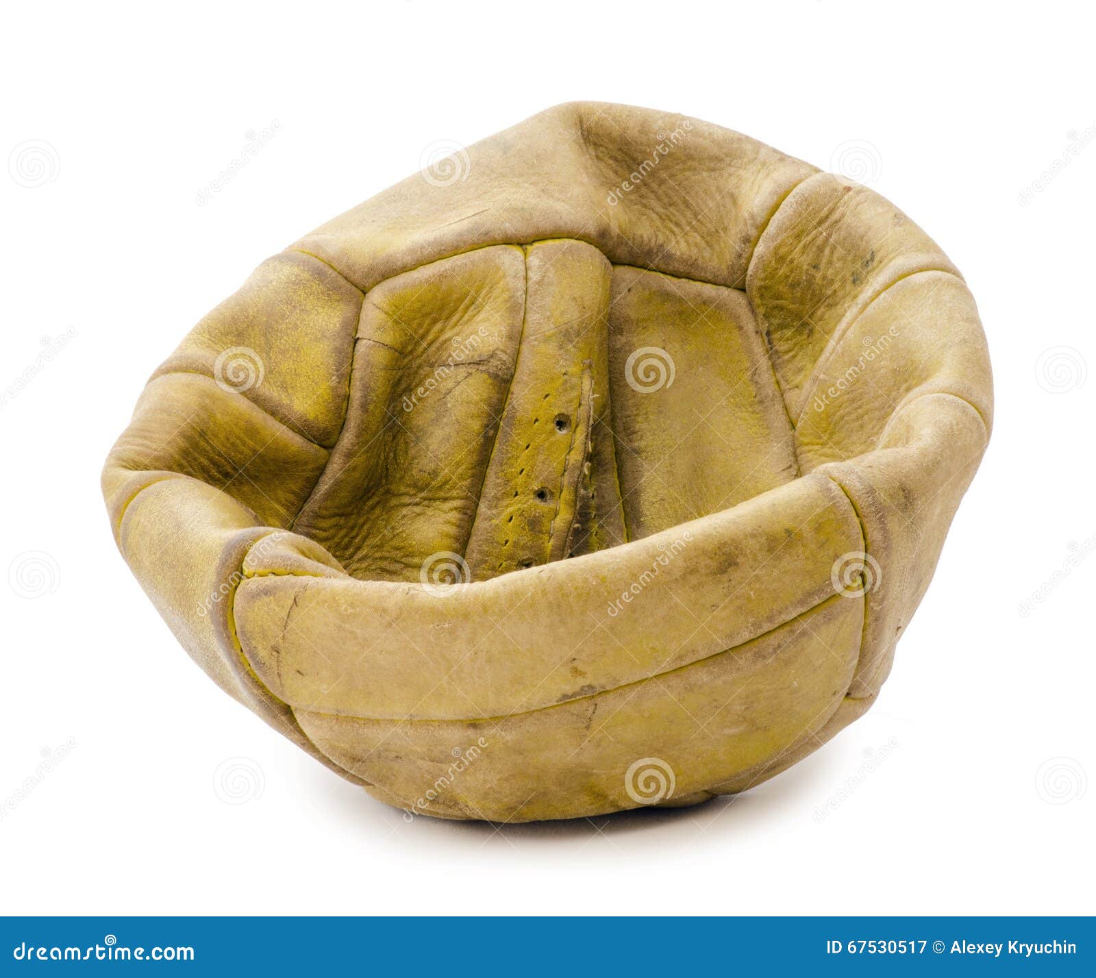 Old deflated soccer ball stock image. Image of retro - 67530517