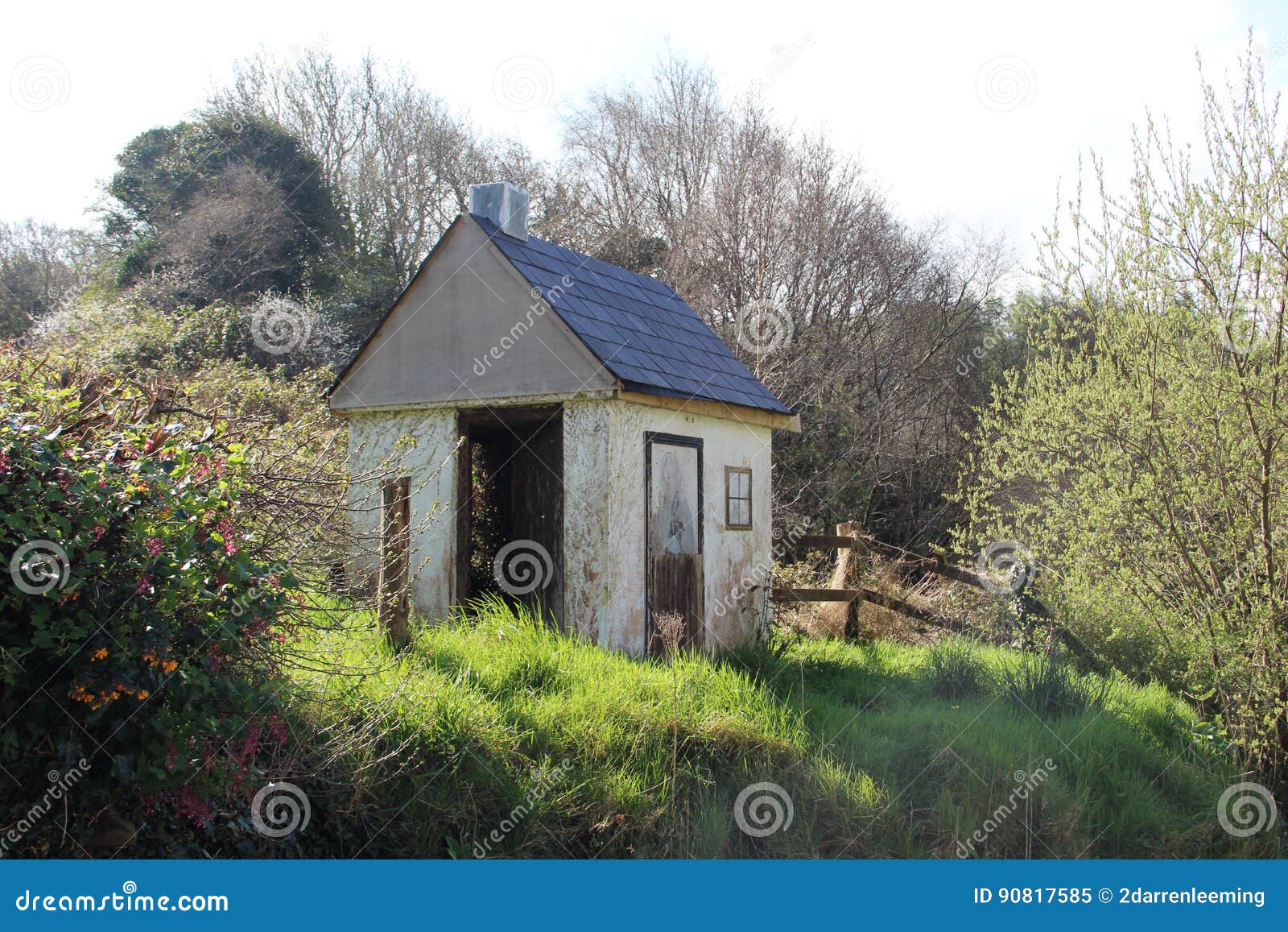 Old Derelict Small House with Trees Stock Image - Image of derelict ...