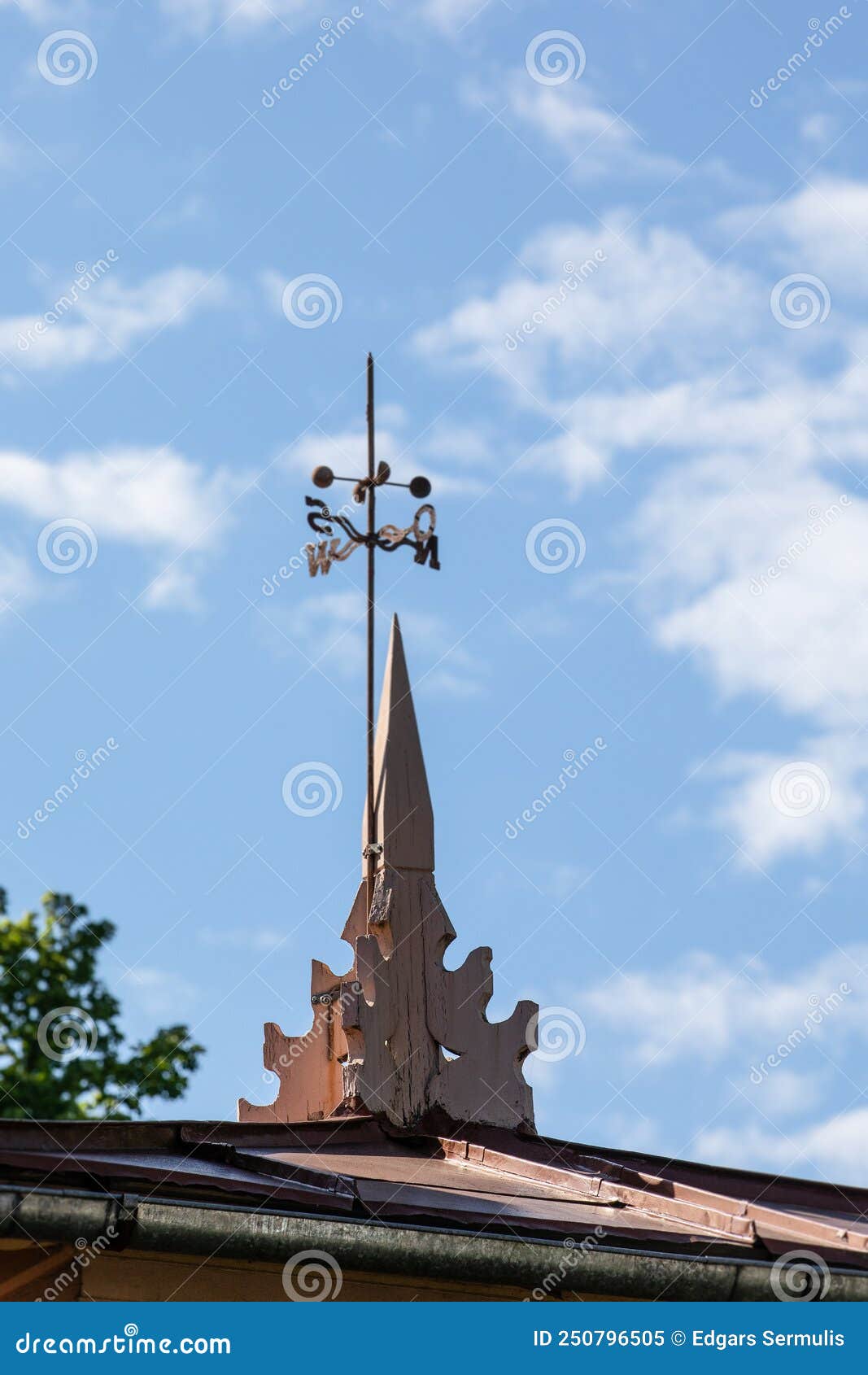 An Old Design Wind Indicator On The Roof Of A House. Royalty-Free Stock ...