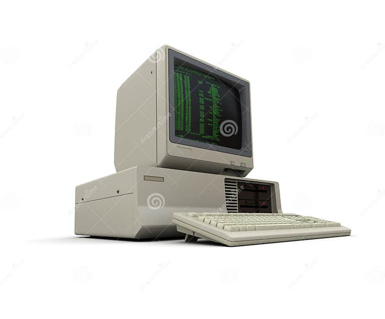 Old desktop PC stock illustration. Illustration of keyboard - 10842011