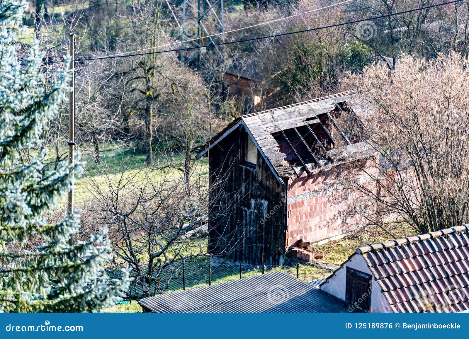 Old Destroed Hut Rotting in the Garden Stock Photo - Image of autumn ...