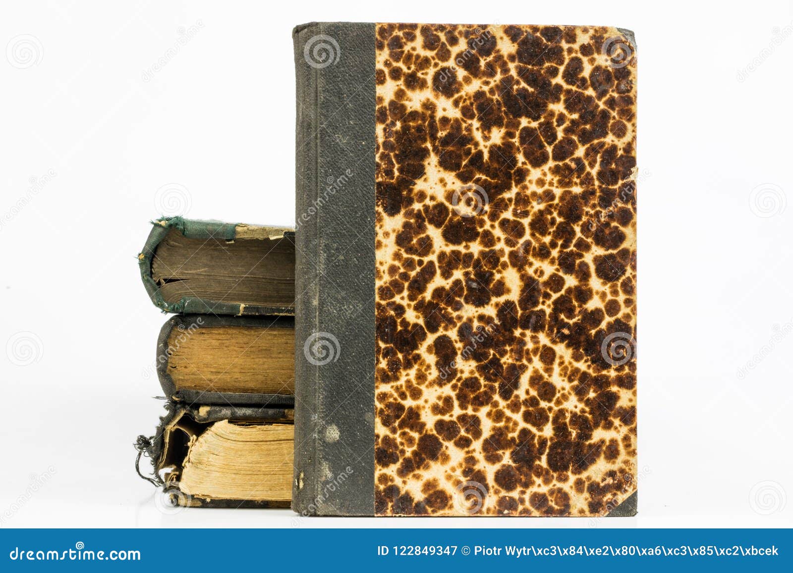 Old Destroyed Book on a White Table. Old-style Cover Stock Image ...