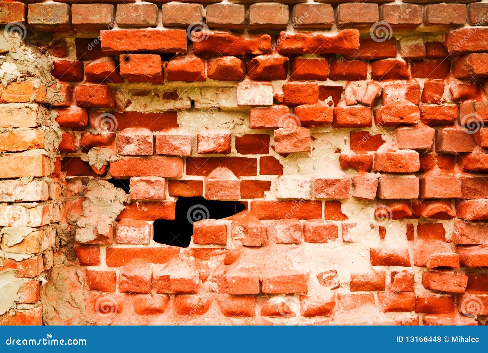 Old destroyed brick wall stock photo. Image of poor, solid - 13166448