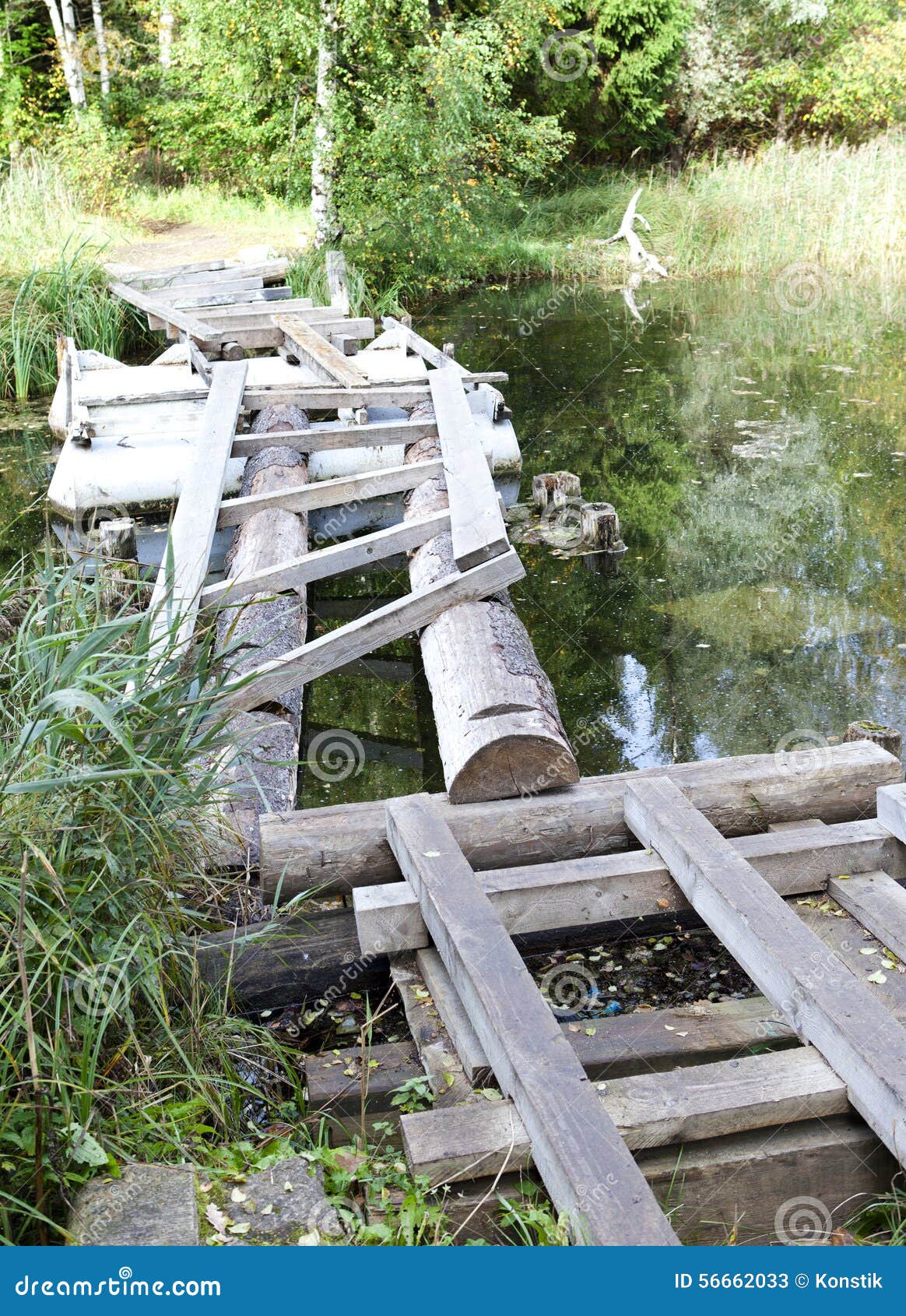 The Old Destroyed Bridge in Park Stock Image - Image of outdoor, green ...