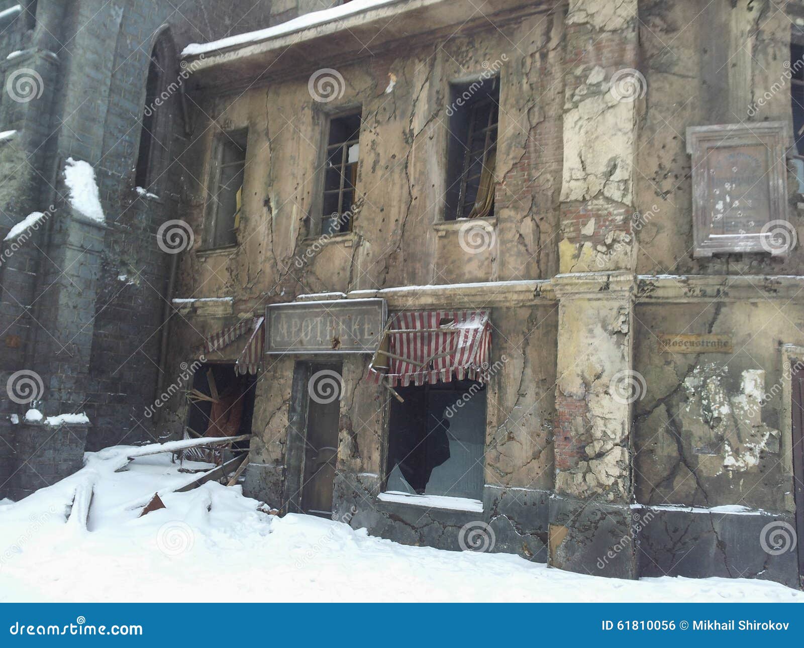 Old Destroyed Building in the Winter Stock Photo - Image of homestead ...