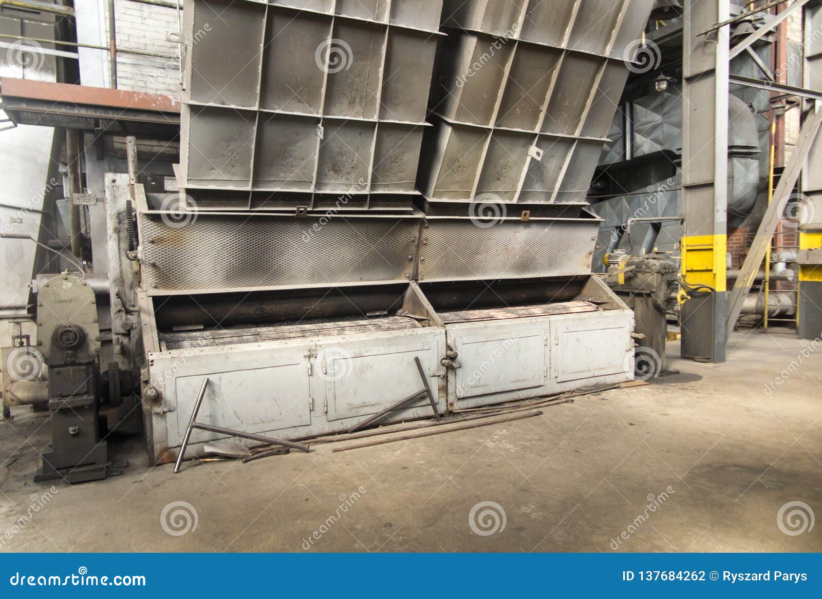 Destroyed Coal-fired Boiler with a Heavy Brickwork and a Double ...