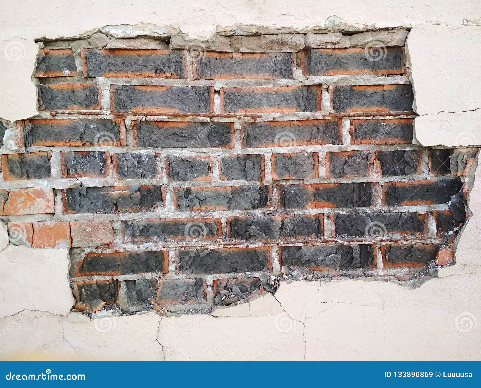 Old Destroyed Concrete Plaster Brick Wall Texture Urban Background ...