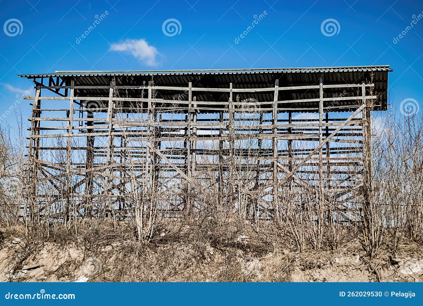 Old Destroyed Construction Site. Rusty Scaffolding and Construct Stock ...