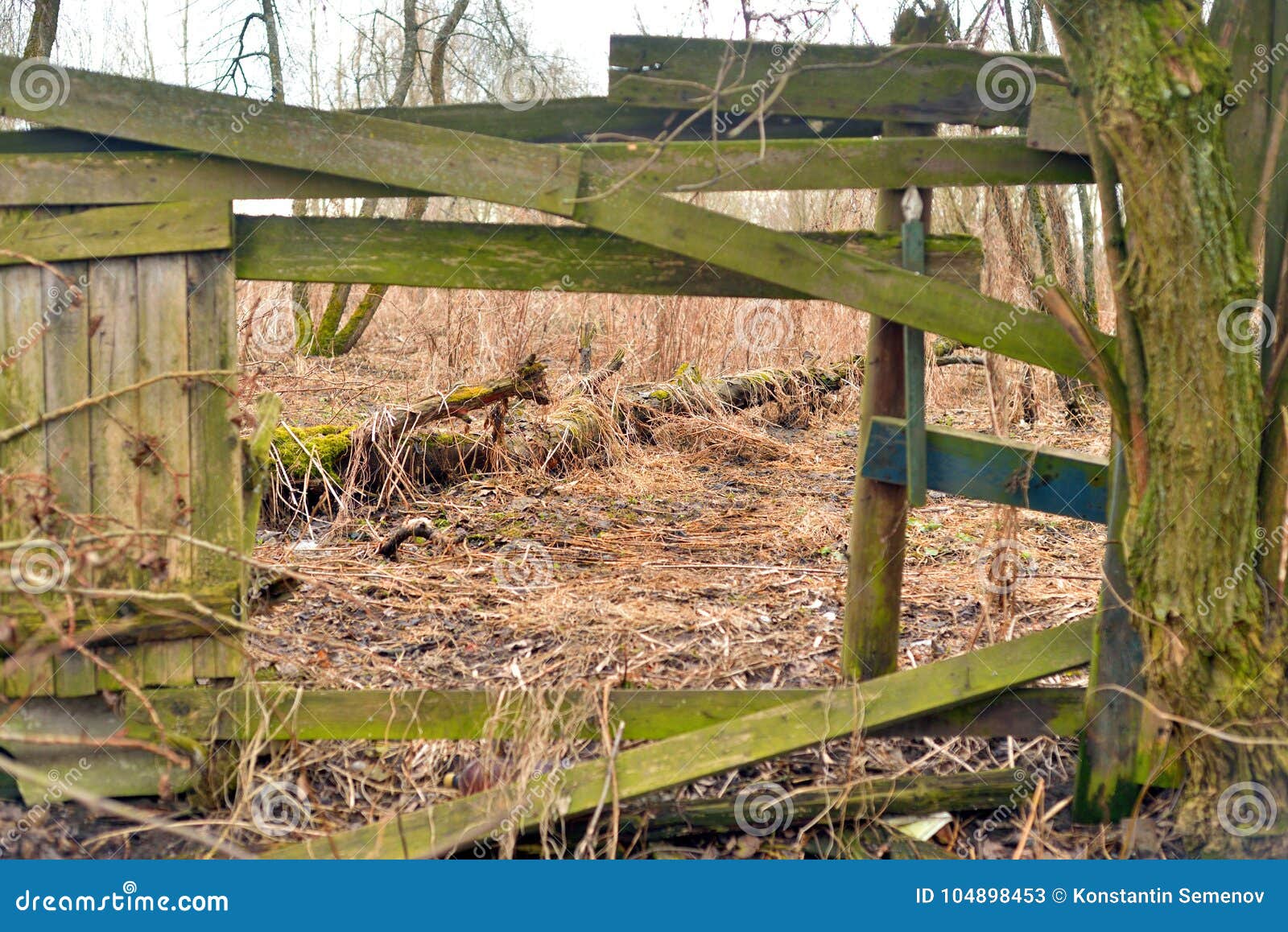 Old destroyed fence. stock image. Image of closeup, natural - 104898453