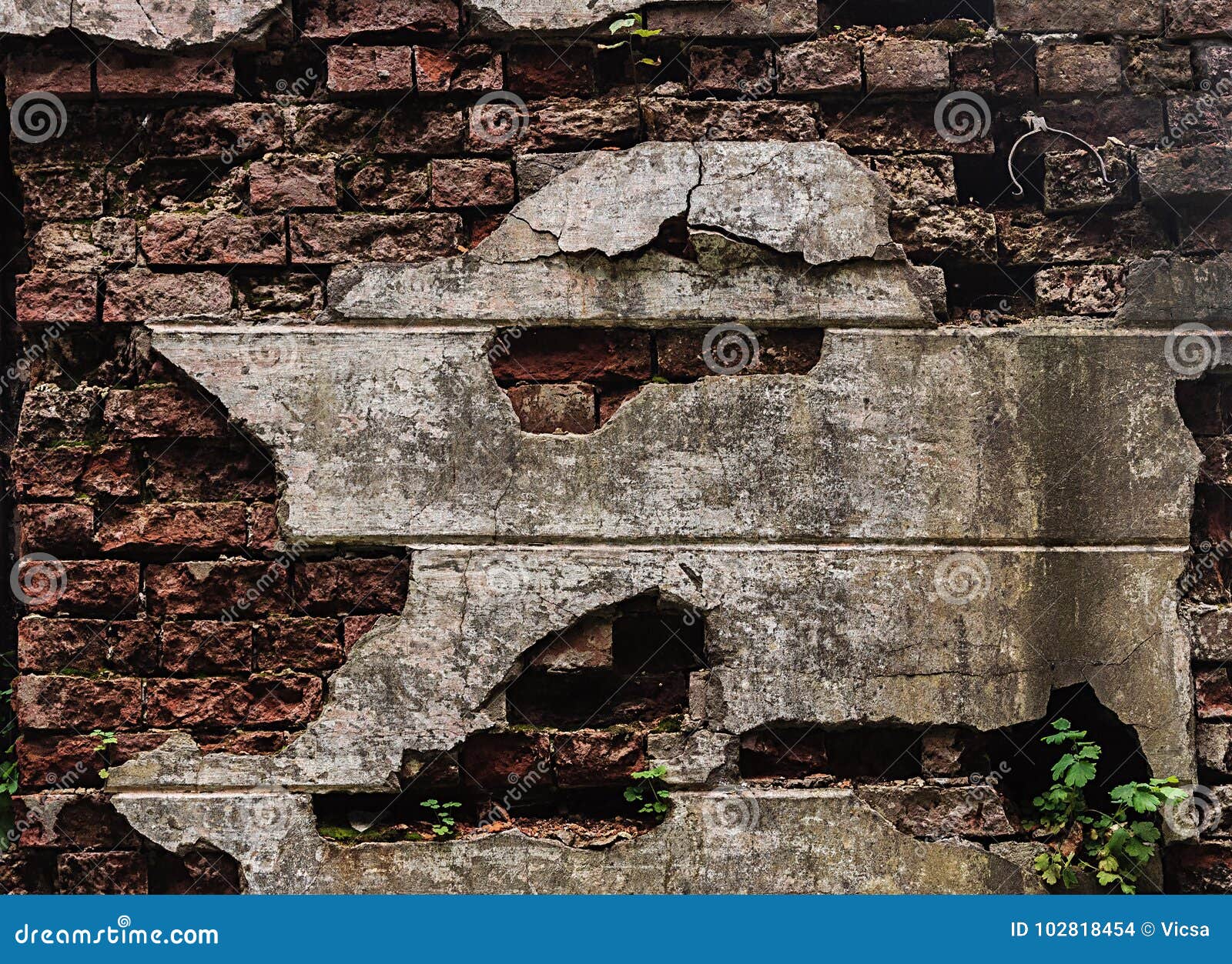Old Destroyed Red Brick Wall Stock Photo - Image of weathered ...