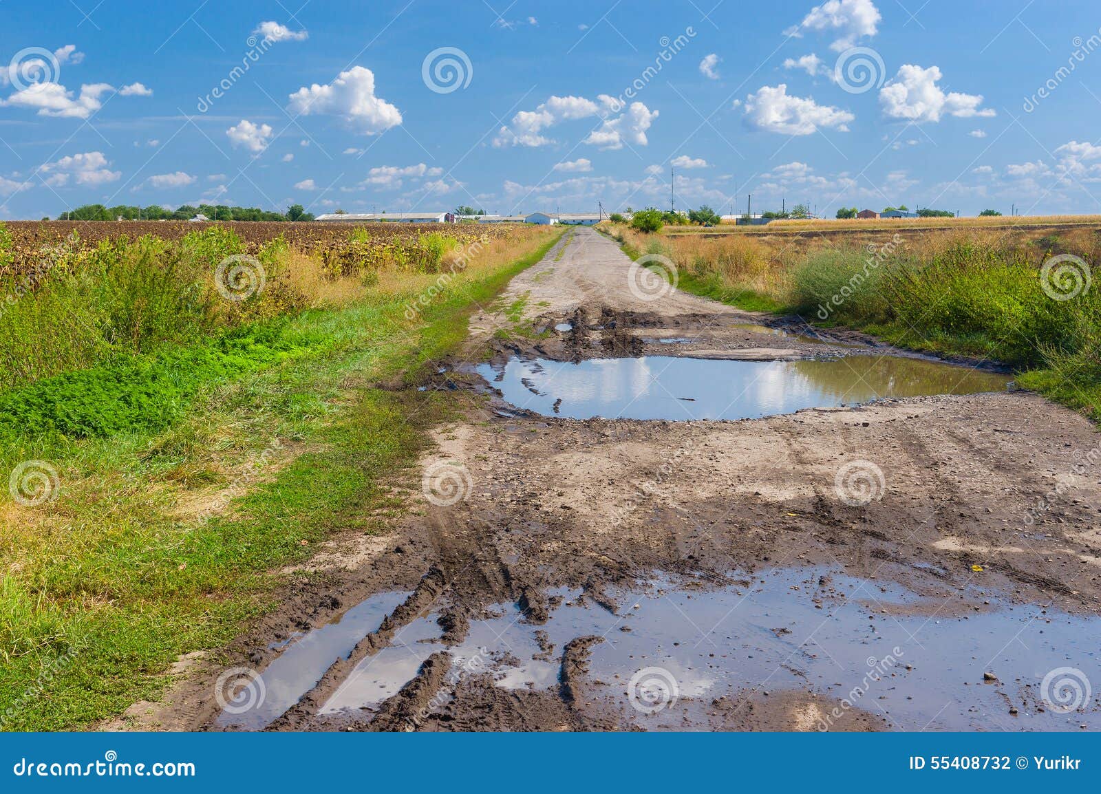 Destroyed Road After Storm With Broken Pipes Out Stock Photo ...