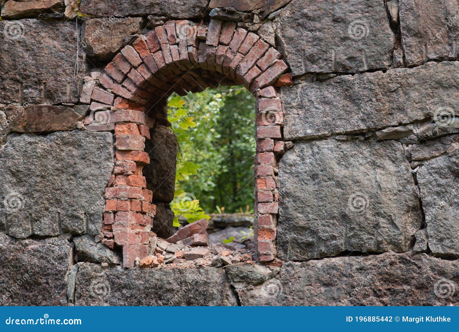 Old destroyed stone wall stock photo. Image of dilapidated - 196885442