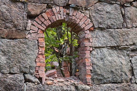 Old destroyed stone wall stock photo. Image of outlook - 196885660