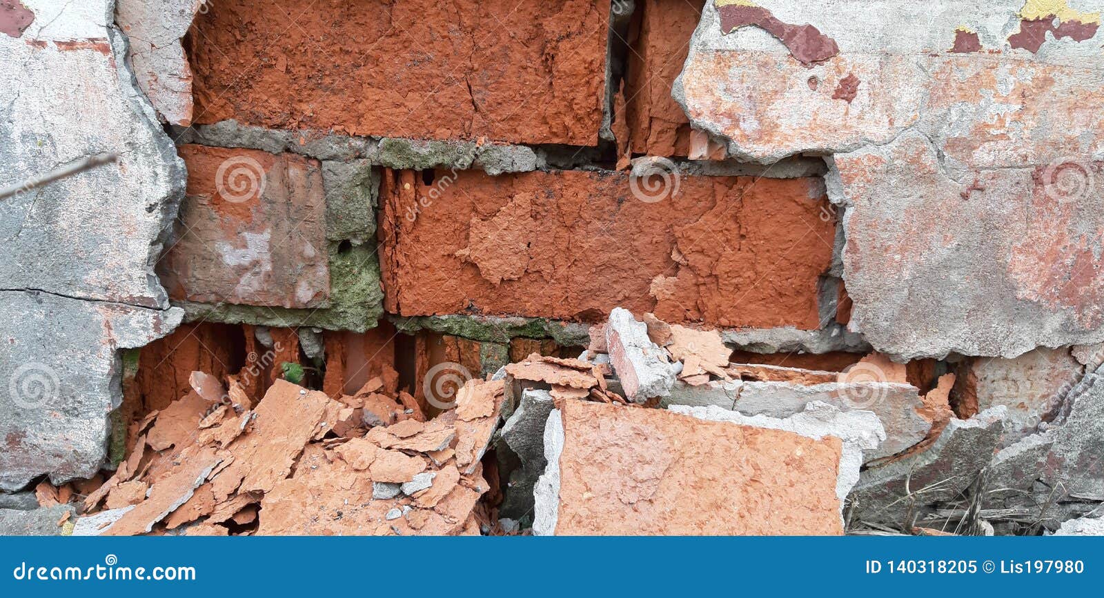 Old Destroyed Wall Close Up Stock Image - Image of cement, destroyed ...