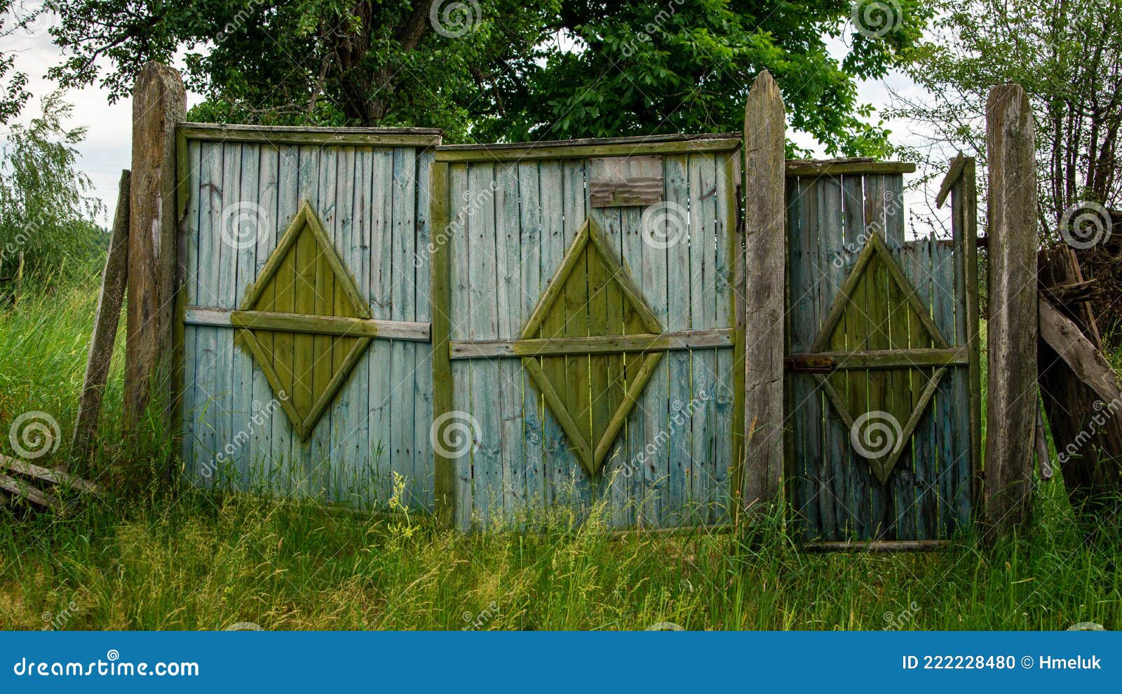 Old Destroyed Wooden Gate with a Wicket Stock Photo - Image of design ...