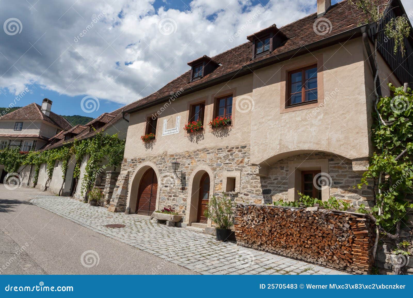Old detached house stock image. Image of vine, rock, sidewalk - 25705483