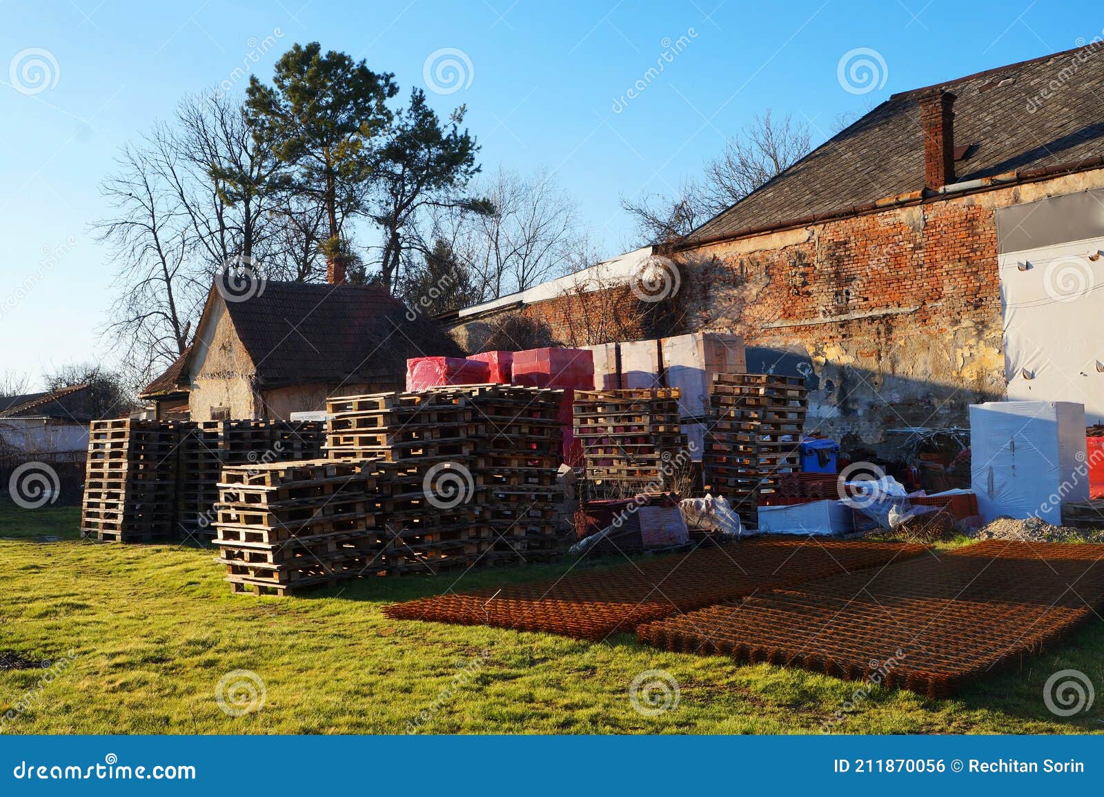 Materials Stored for the Repair of an Old and Deteriorated Building ...