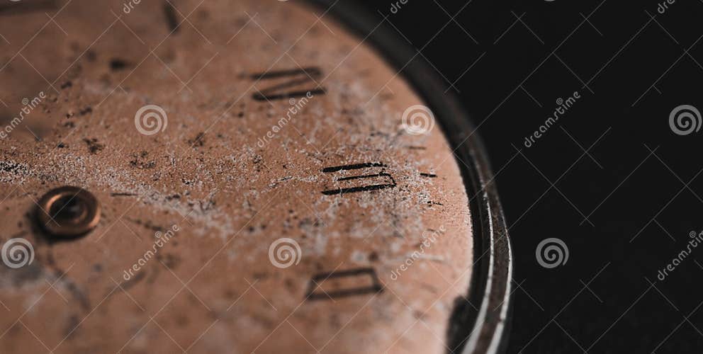 Old Dial of a Vintage Watch. Worn and Scratched Surface Stock Photo ...