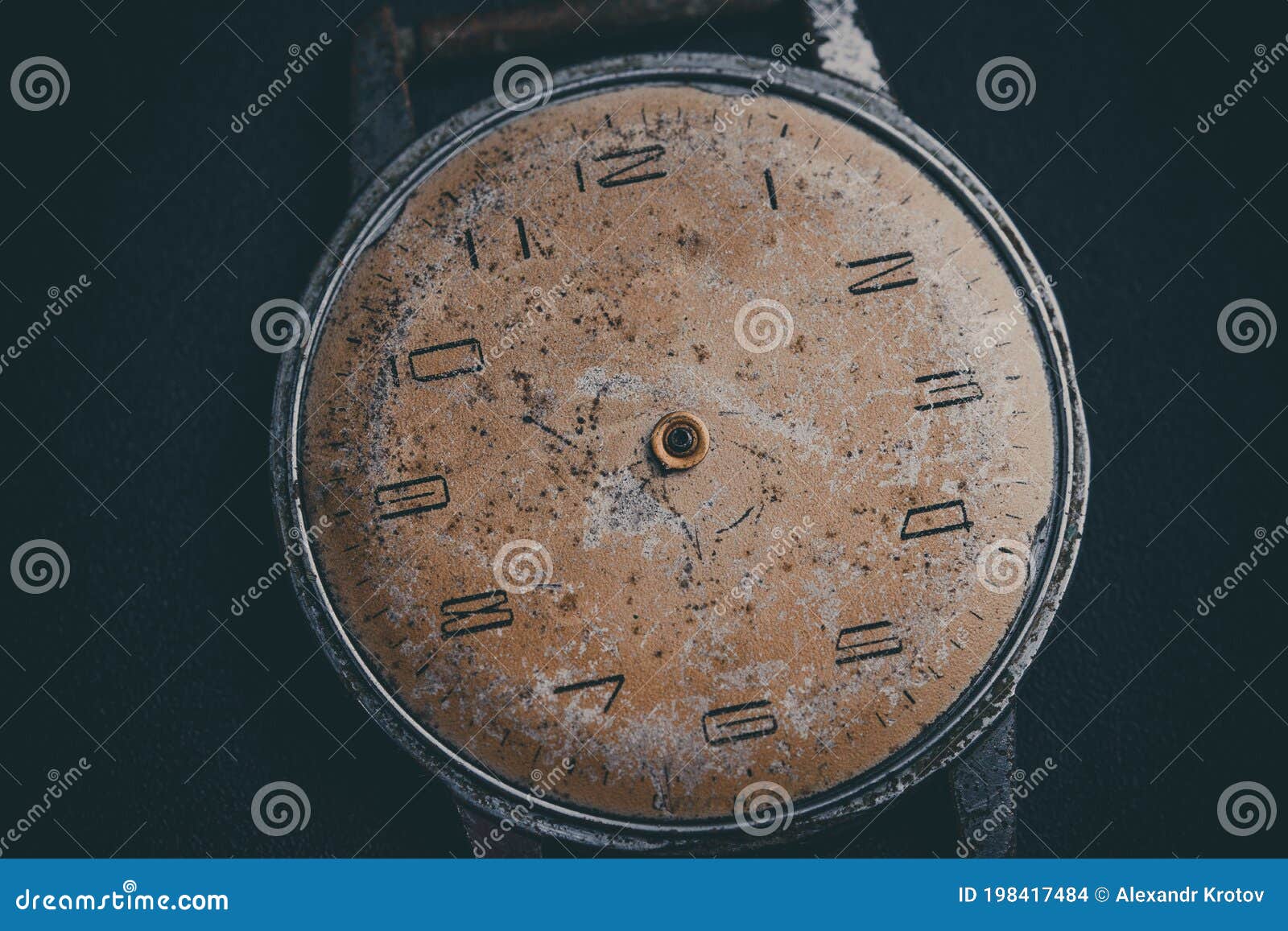 Old Dial of a Vintage Watch. Worn and Scratched Surface Stock Photo ...
