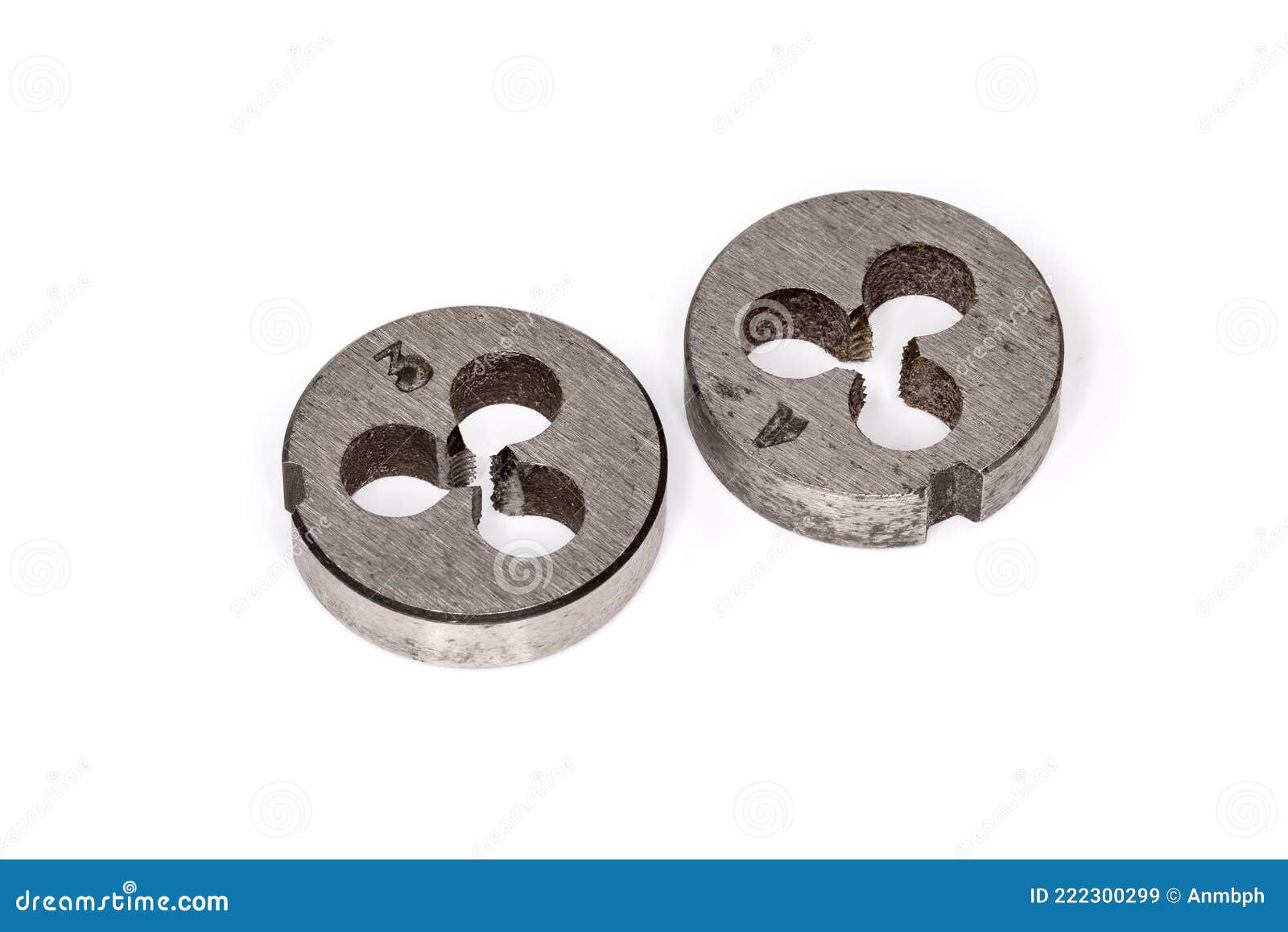 Old Dies with Various Metric Thread Size Designation, Close-up Stock ...