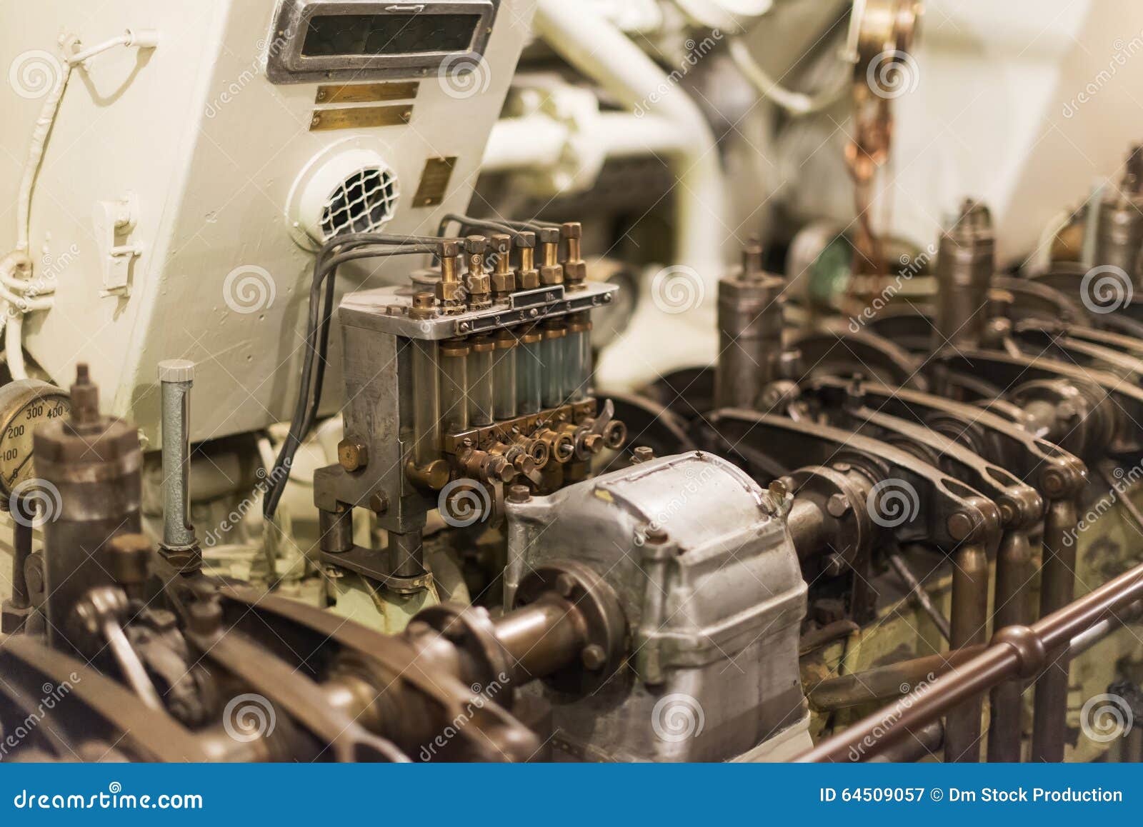 Old diesel engine. stock image. Image of inside, close - 64509057