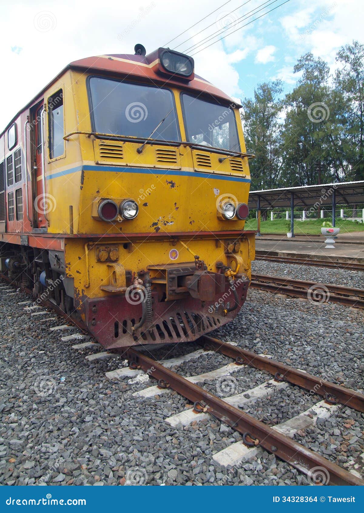 Old diesel locomotive stock photo. Image of freight, industrial - 34328364