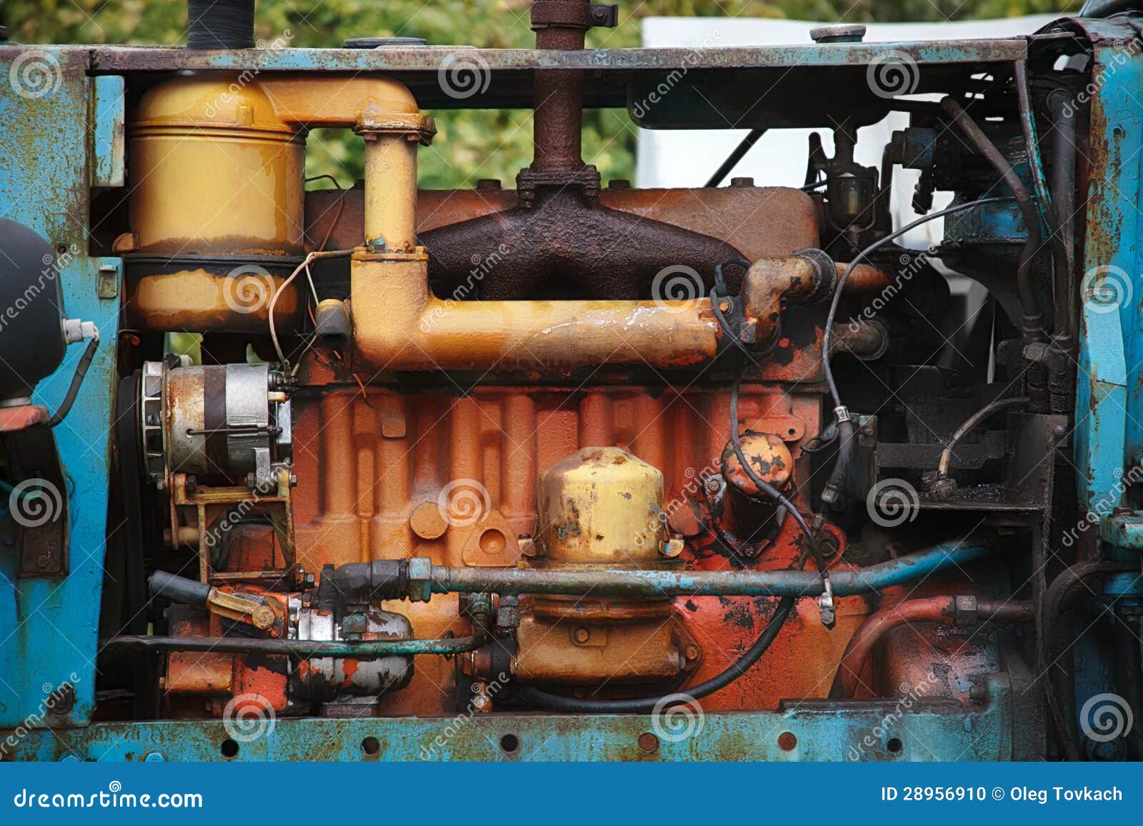 Old diesel tractor engine stock photo. Image of machine - 28956910