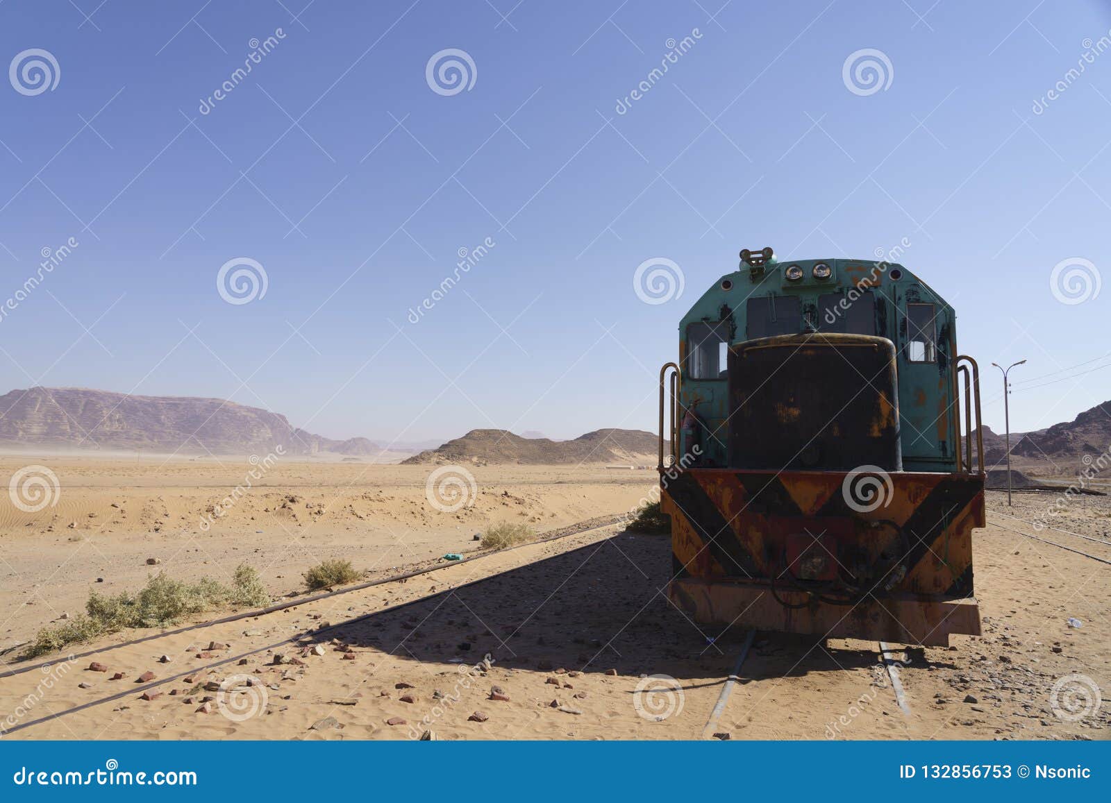 Diesel train in the desert stock image. Image of steam - 132856753