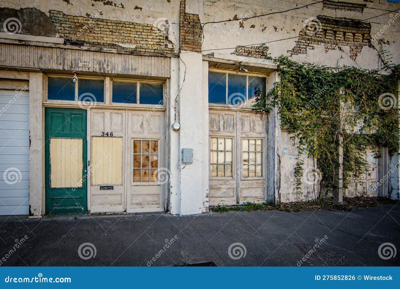 Old, Dilapidated Abandoned Building With A Tree Growing On The Roof ...