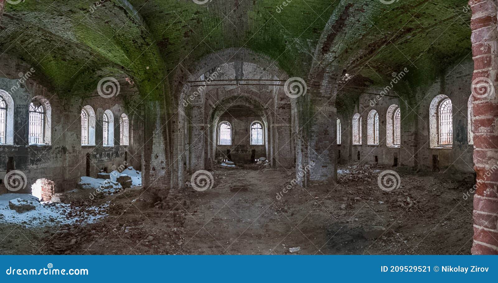 Old Dilapidated Brick Church from the Inside Stock Image - Image of ...