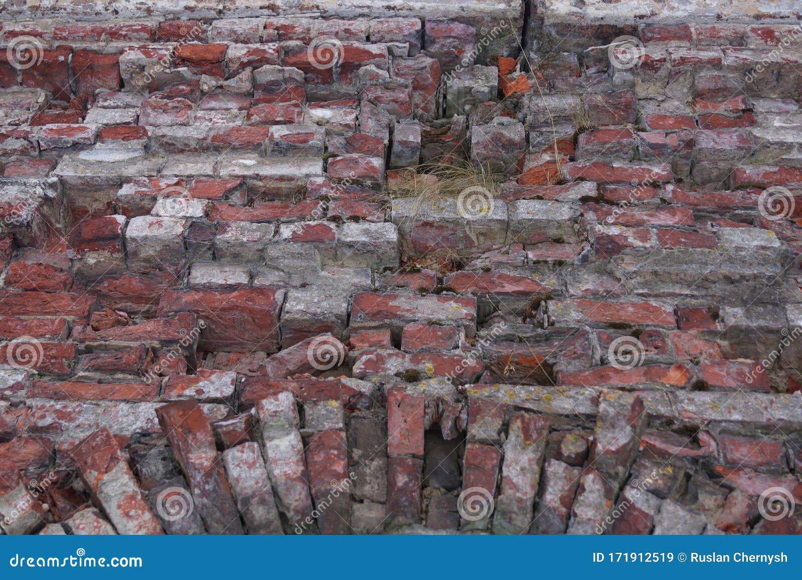 Old Dilapidated Red Brick Wall Stock Image - Image of wallpaper ...