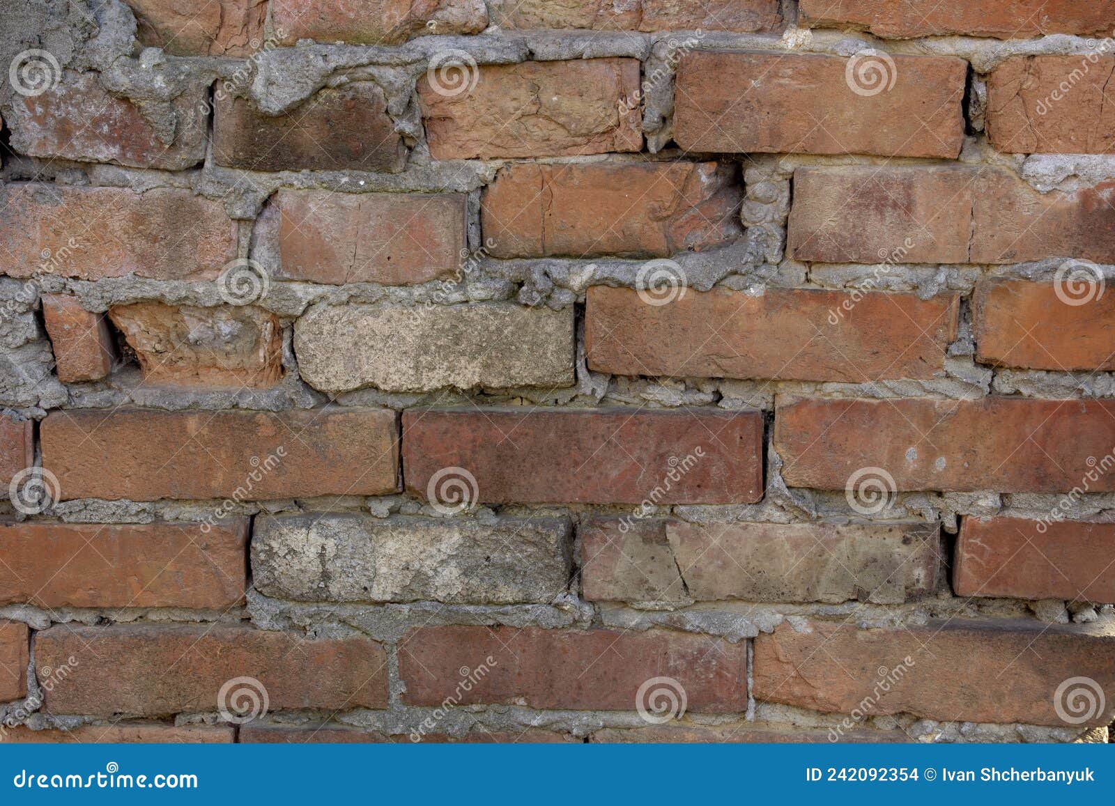 Old Dilapidated Red Brick Wall. Stock Photo - Image of full, seams ...