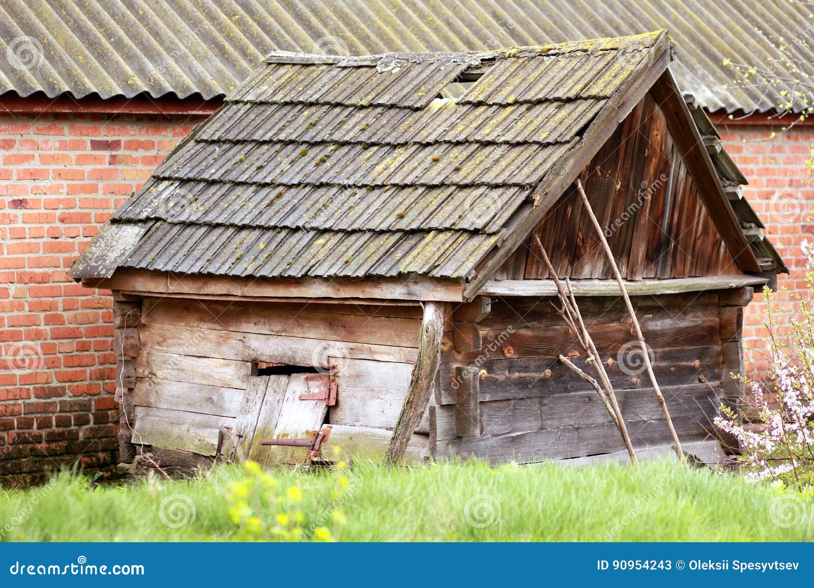 Old Shed Or Barn With Sagging Roof In Autumn Landscape Royalty-Free ...