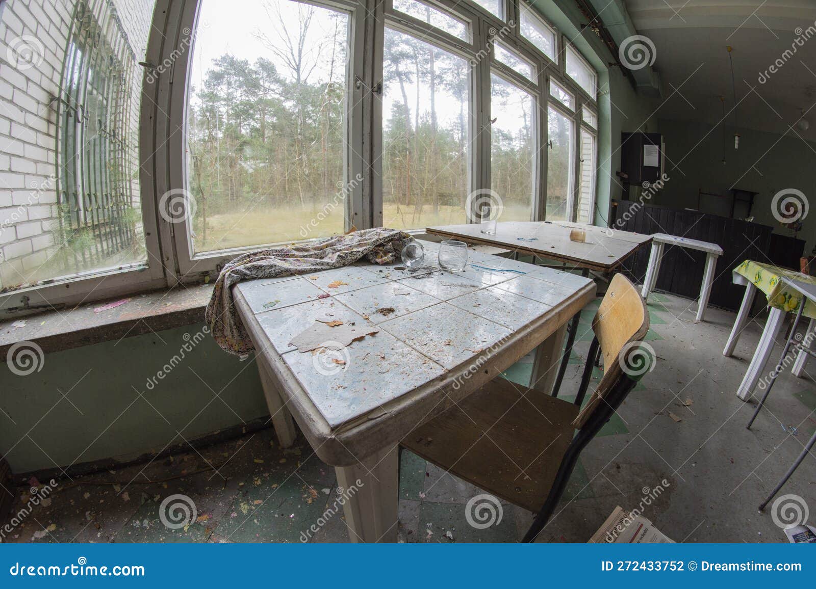 Old, Dilapidated Tables and Coffee Tables in an Abandoned Building ...