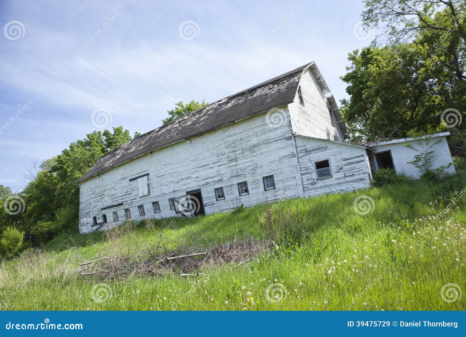 Old, Dilapidated White Barn in the Midwest Stock Image - Image of ...