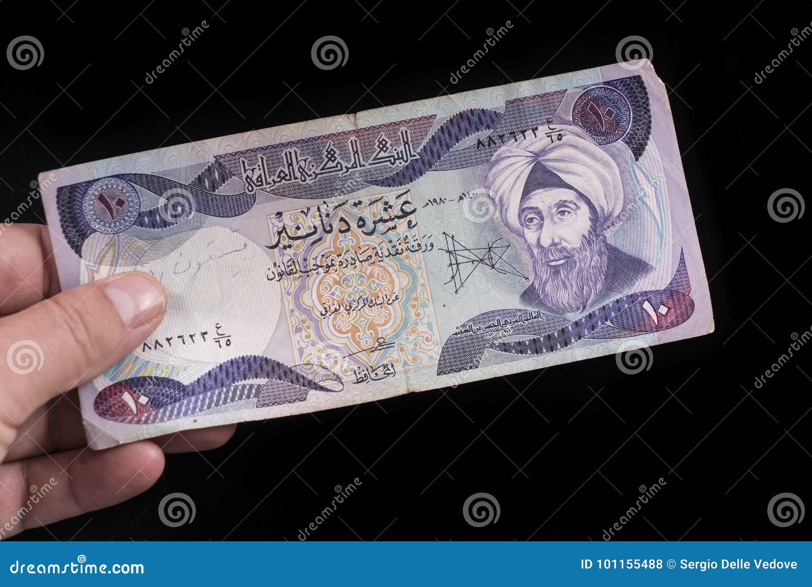 An old Iraqi banknote editorial stock photo. Image of currency - 101155488