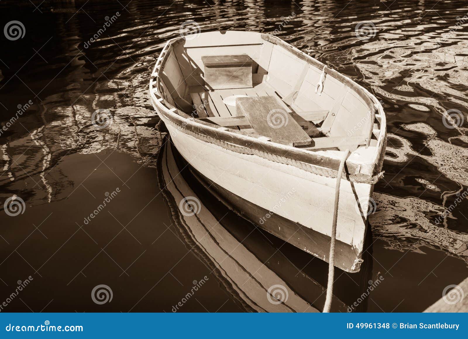 Old dinghy in sepia. stock photo. Image of harbor, dinghy - 49961348