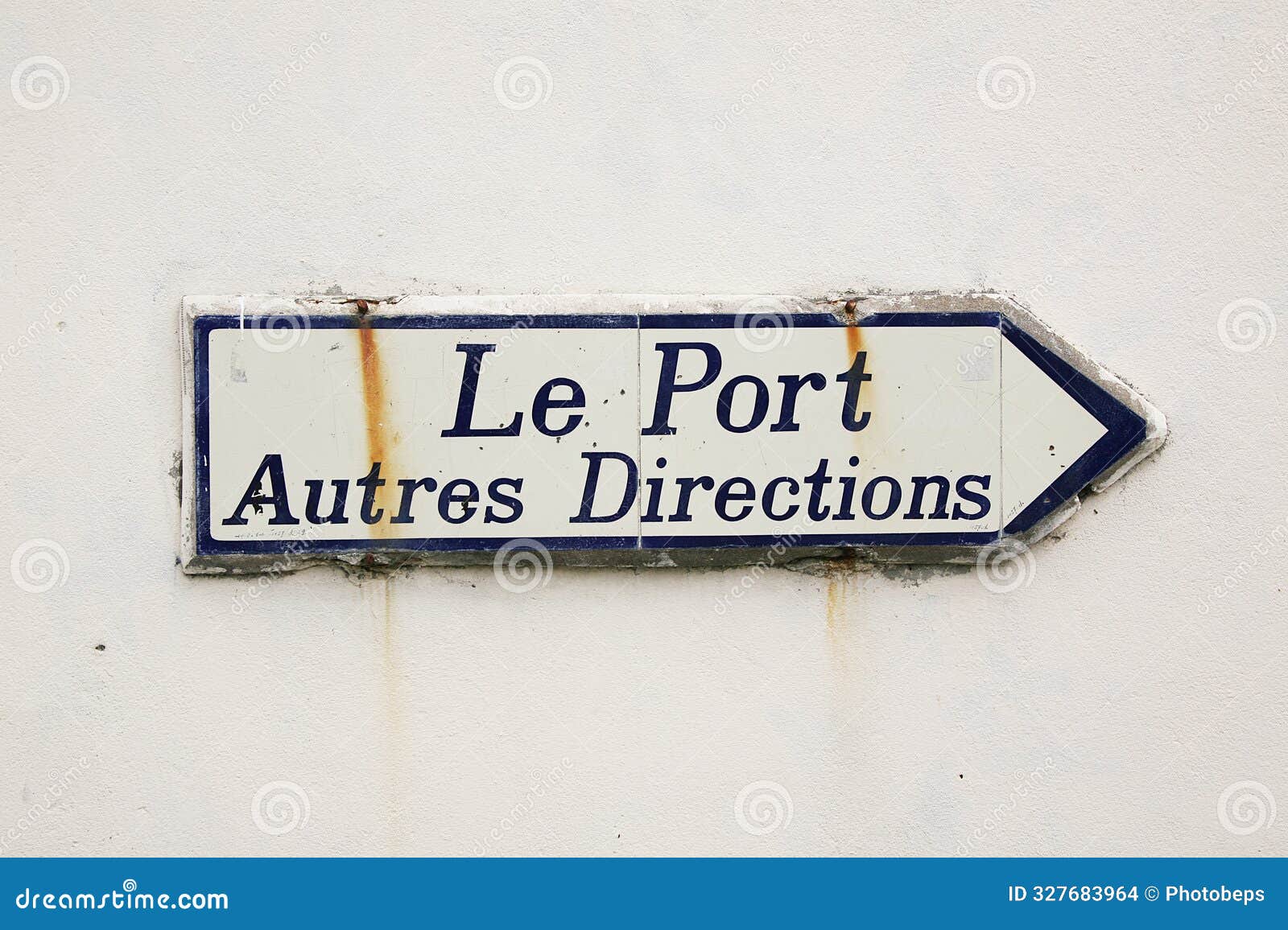 An Old Directional Sign for the Harbour Stock Photo - Image of breton ...
