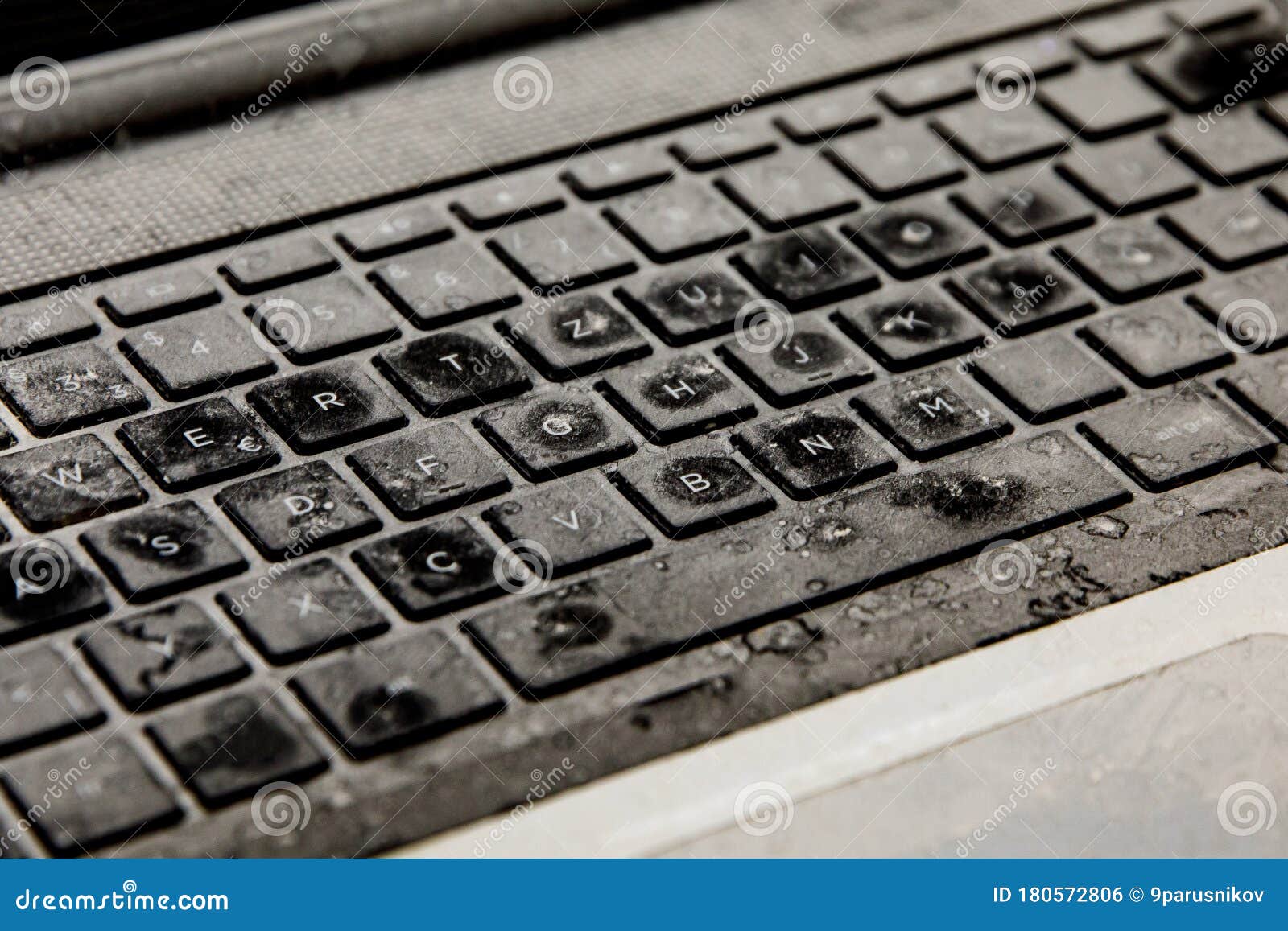 Old Dirty Black Keyboard with Dust and Blots Stock Photo - Image of ...