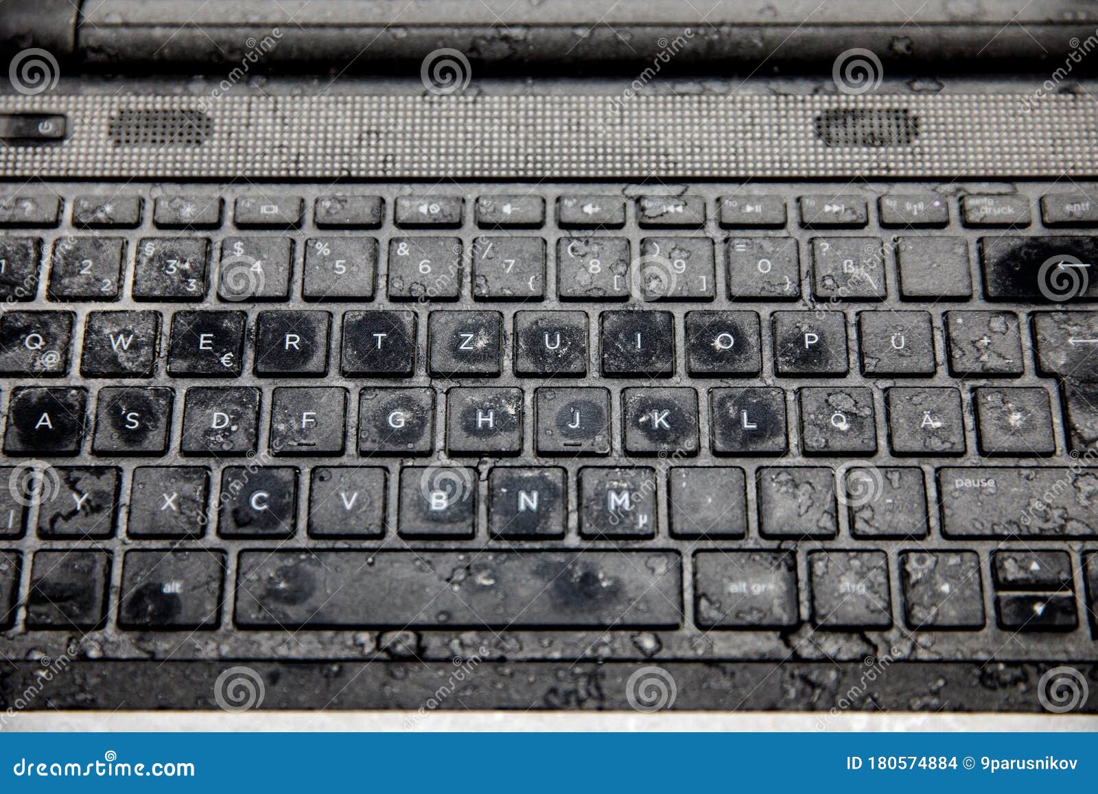 Old Dirty Black Keyboard with Dust and Blots Stock Photo - Image of ...