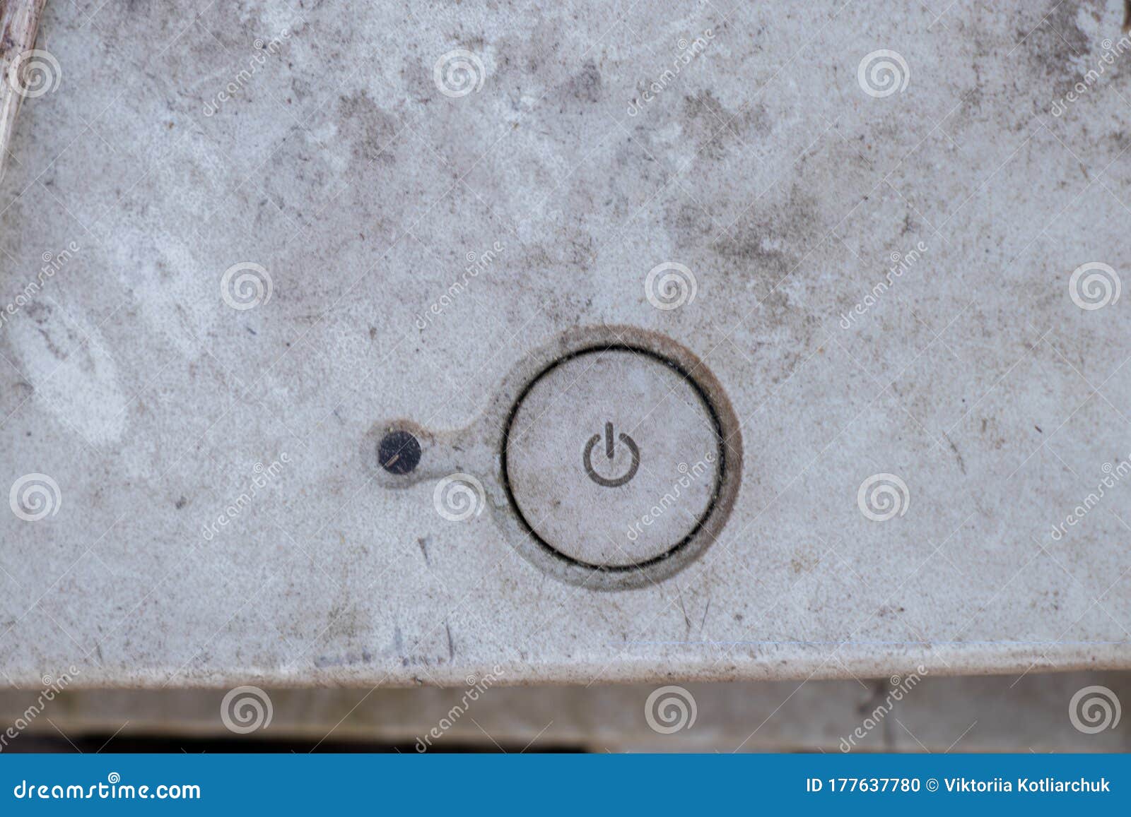 Old Dirty Button on and Off on Computer Close-up Stock Photo - Image of ...